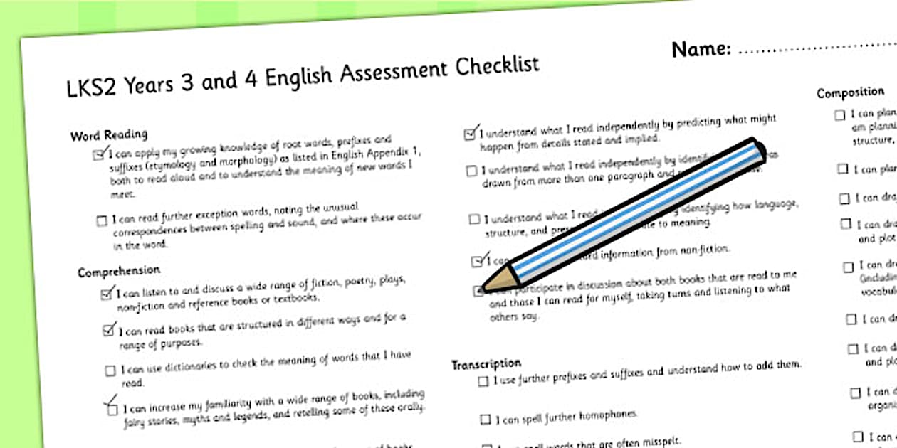 2014 National Curriculum Years 3 and 4 English Assessment Individual ...
