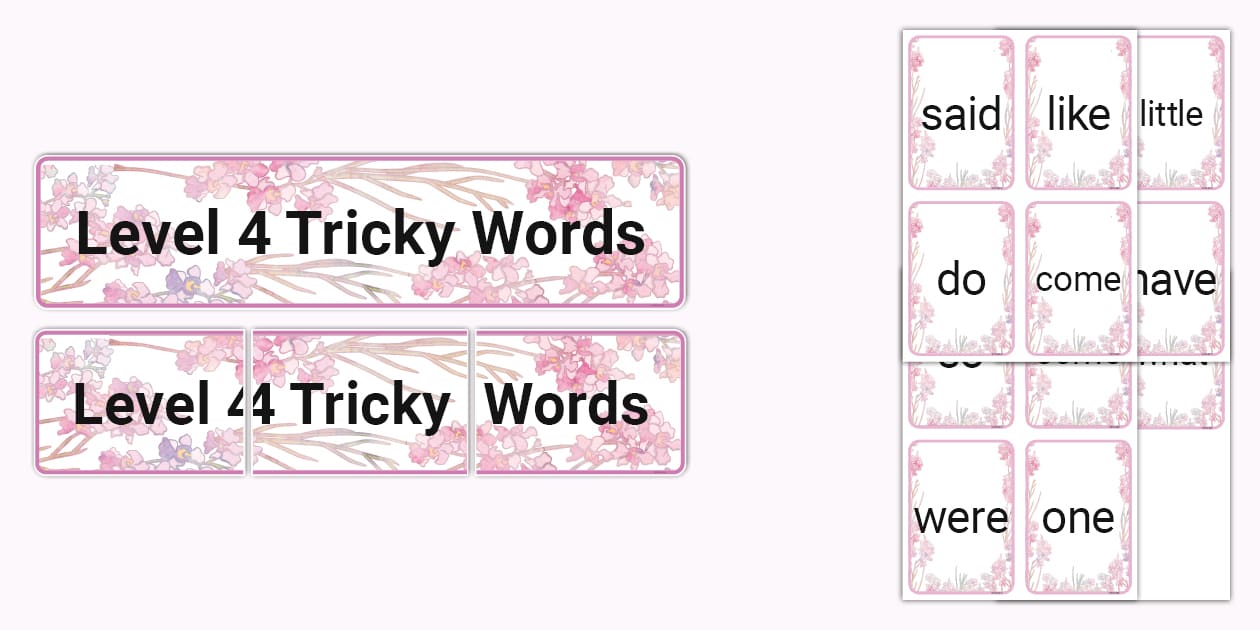 Phonics Singapore Orchid Tricky Words Cards