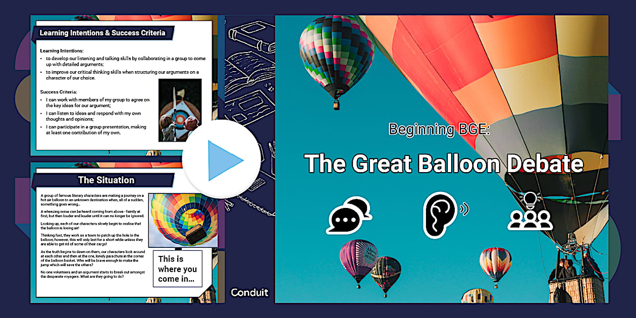 Beginning Secondary BGE: The Great Balloon Debate - Twinkl