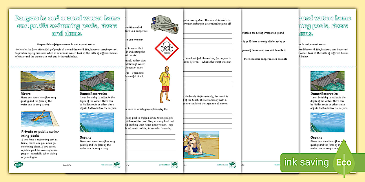 Responsible safety measures in and around water - Twinkl