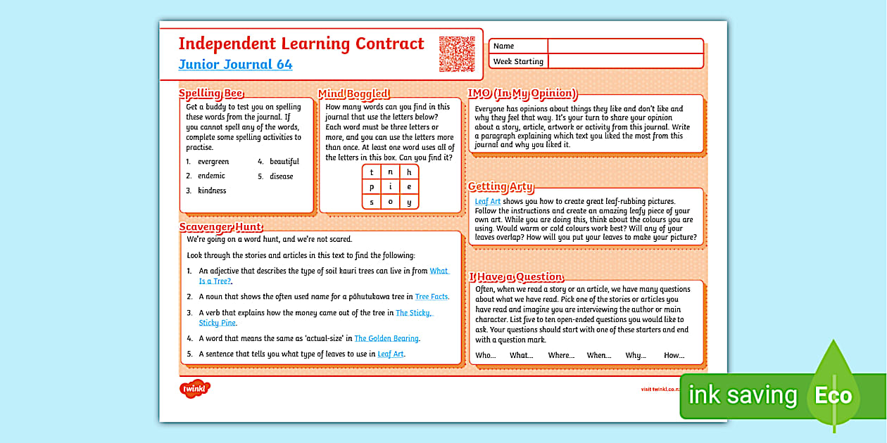 Junior Journal 64 November 2022: Independent Learning Contact