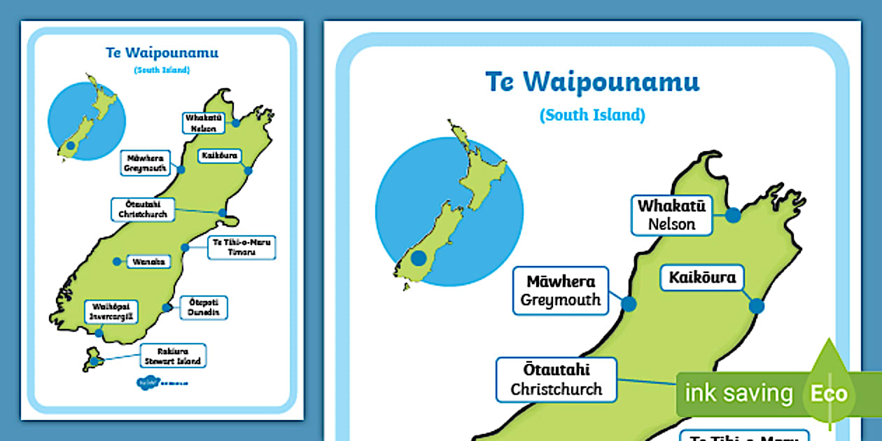 New Zealand South Island Map Display Poster | Twinkl