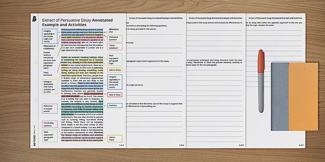 Persuasive Essay Extract: Annotated Example and Activities