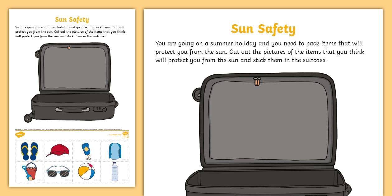 Sun Safety Cut and Stick Activity - Twinkl - KS1