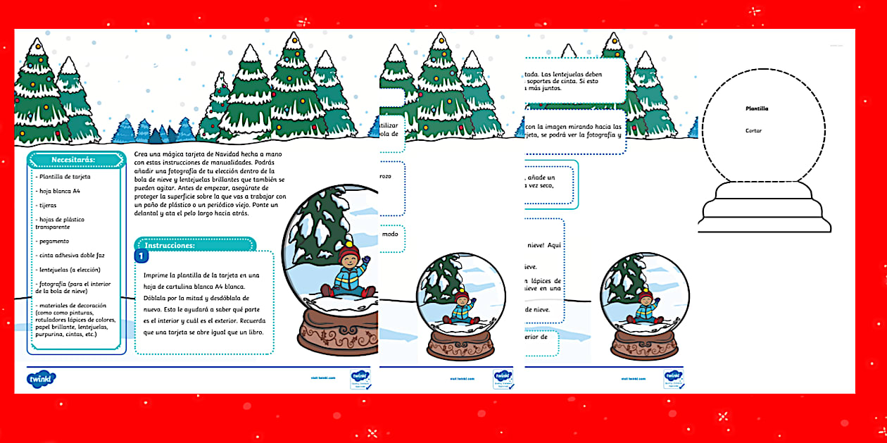Tarjeta de Navidad con forma de globo de nieve - Twinkl