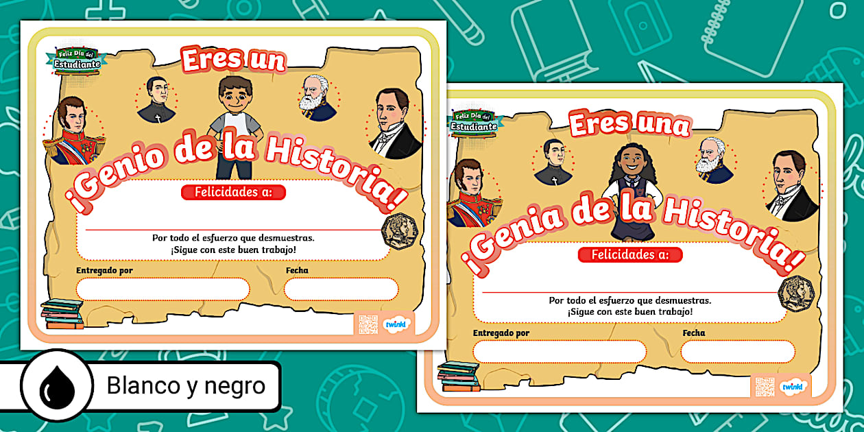 Certificado | Genio/a Historia - Feliz Día Estudiante