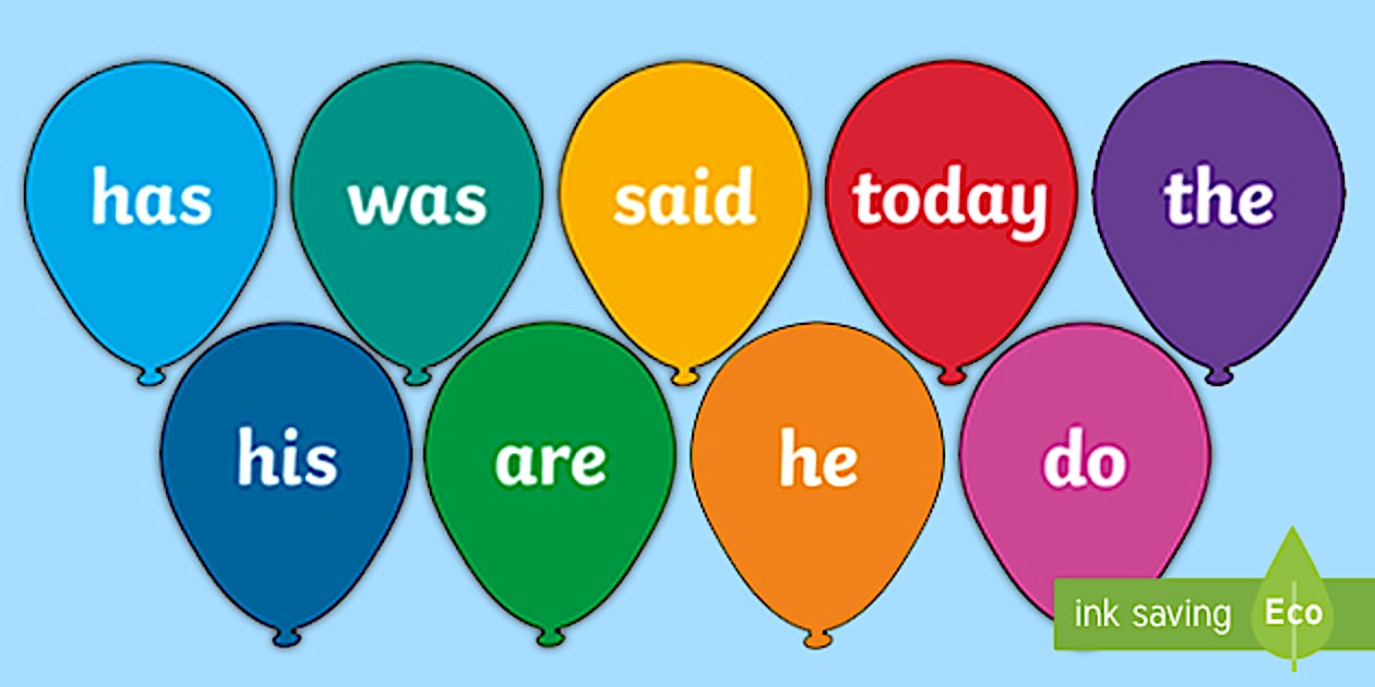 Editable Y1/Y2 Common Exception Word Balloon Cut-Outs