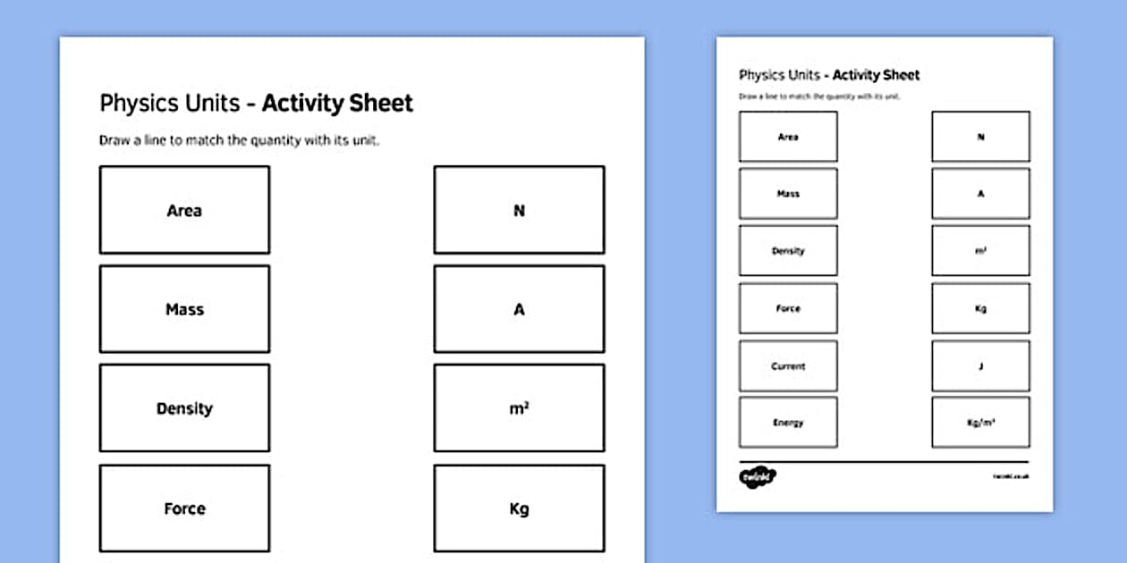 Editable Physics Units Match and Draw (teacher made)
