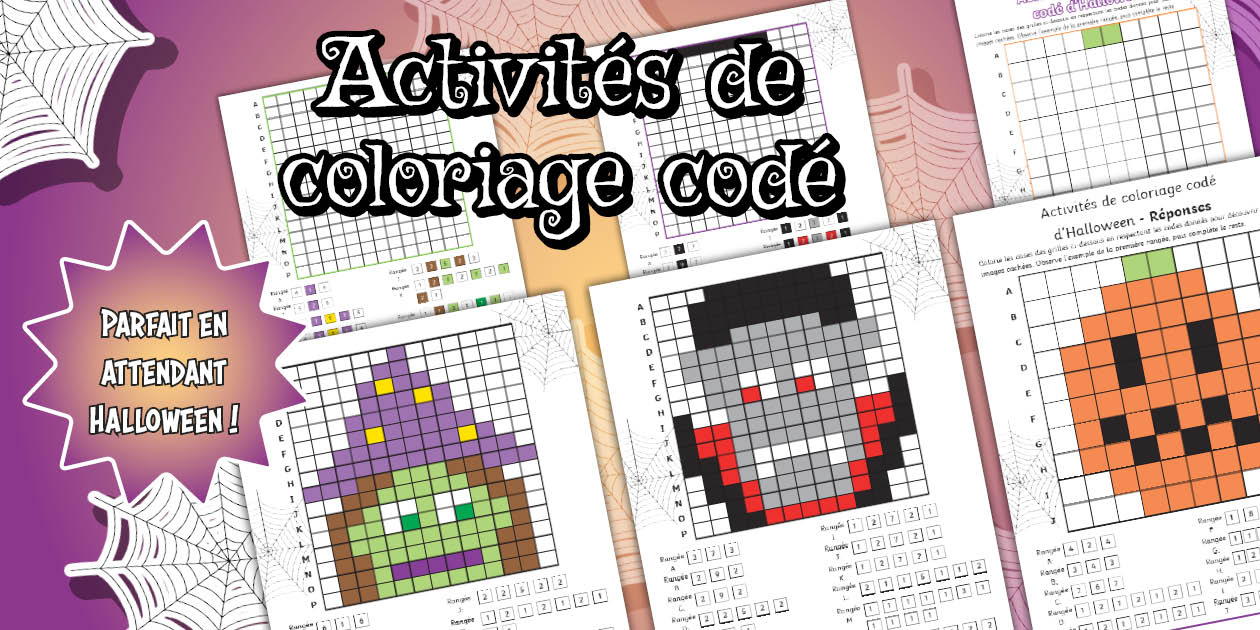 Activités de coloriage codé d'Halloween - Twinkl