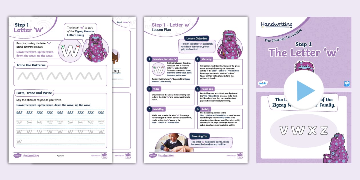 Twinkl Handwriting Scheme: Step 1 Letter 'w' Pack