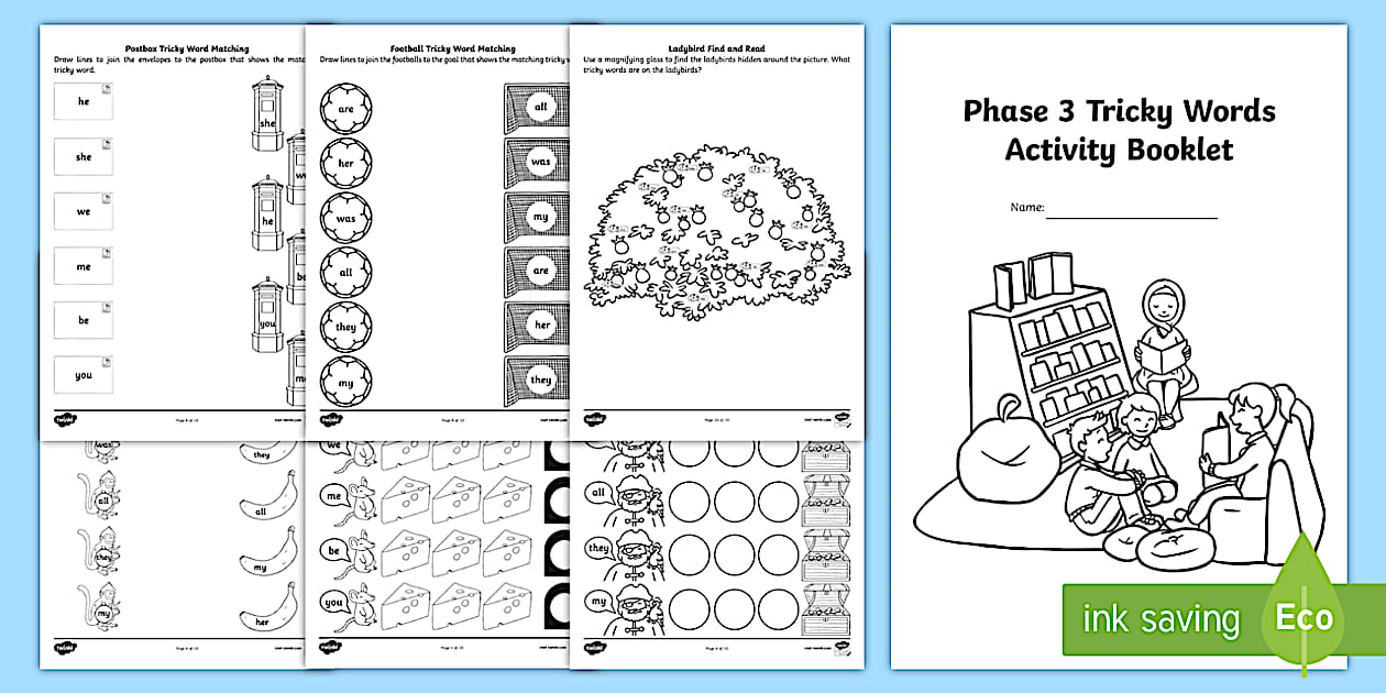 Phase 3 Phonics Tricky Words Activity Booklet (teacher made)