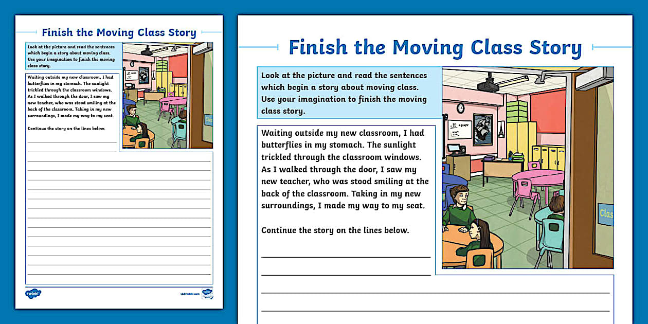 Finish the Moving Class Story Writing Template - Twinkl
