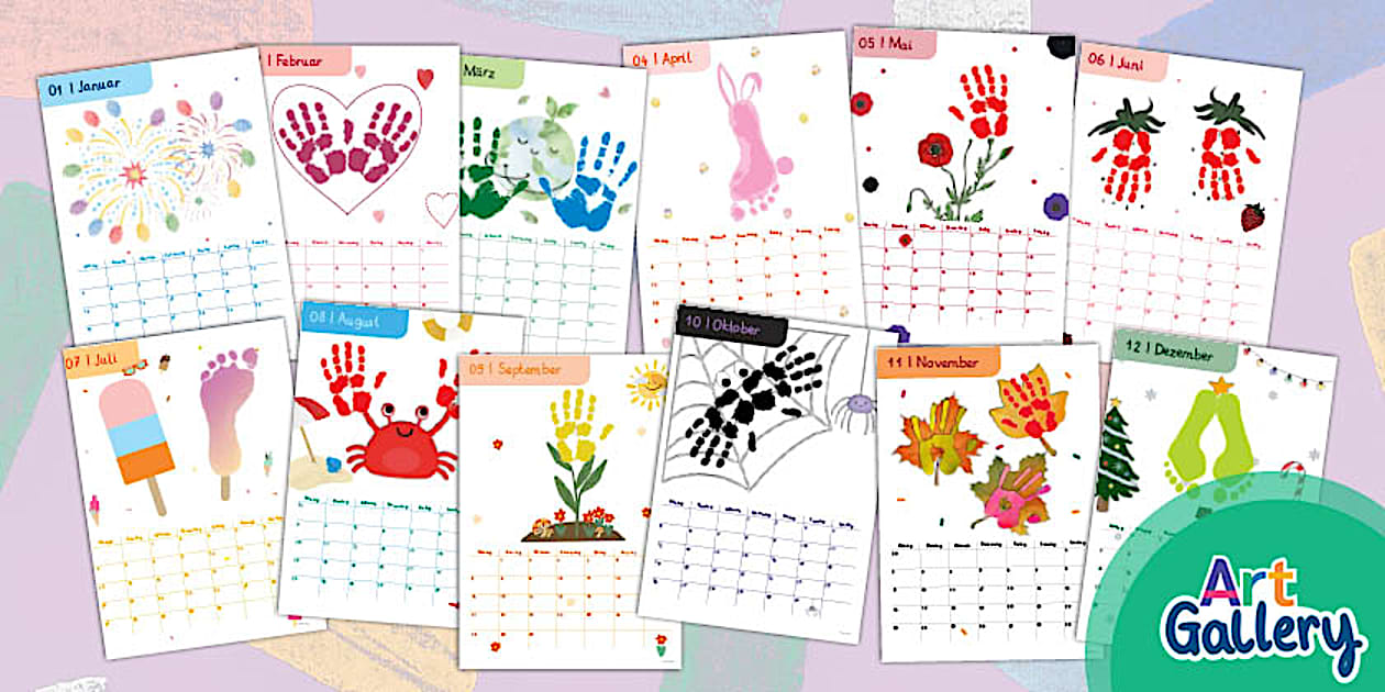 Wandkalender mit Handabdrücken - Kalender für das Jahr 2026