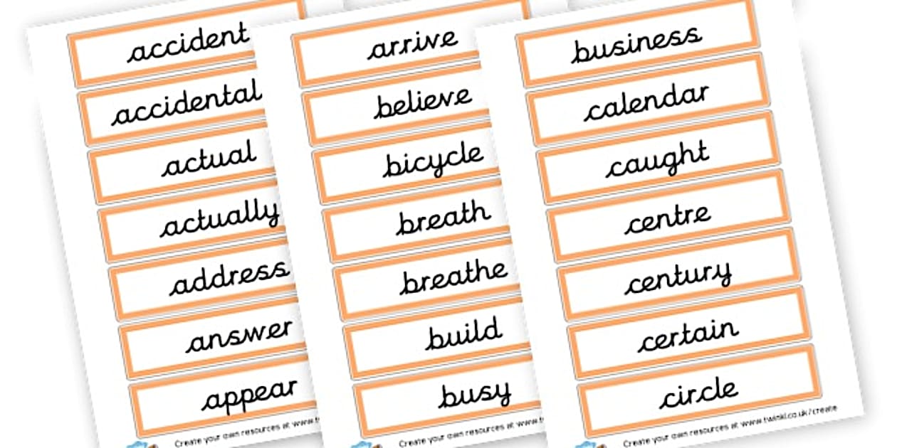 Spelling List Year 3/4 Cards (teacher made) - Twinkl