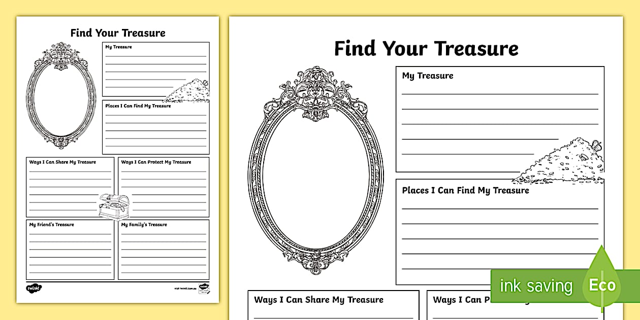Cursive Find Your Treasure Writing Worksheet - Twinkl