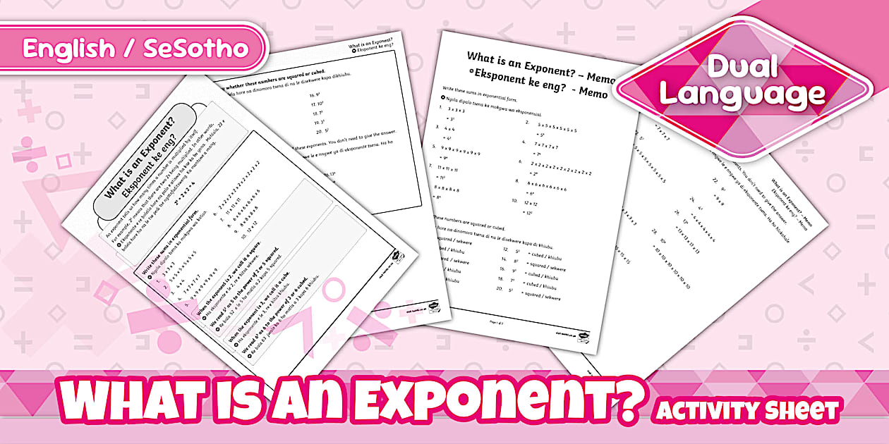 Grade7 Maths - Term 1 - What is an exponent? activity sheet