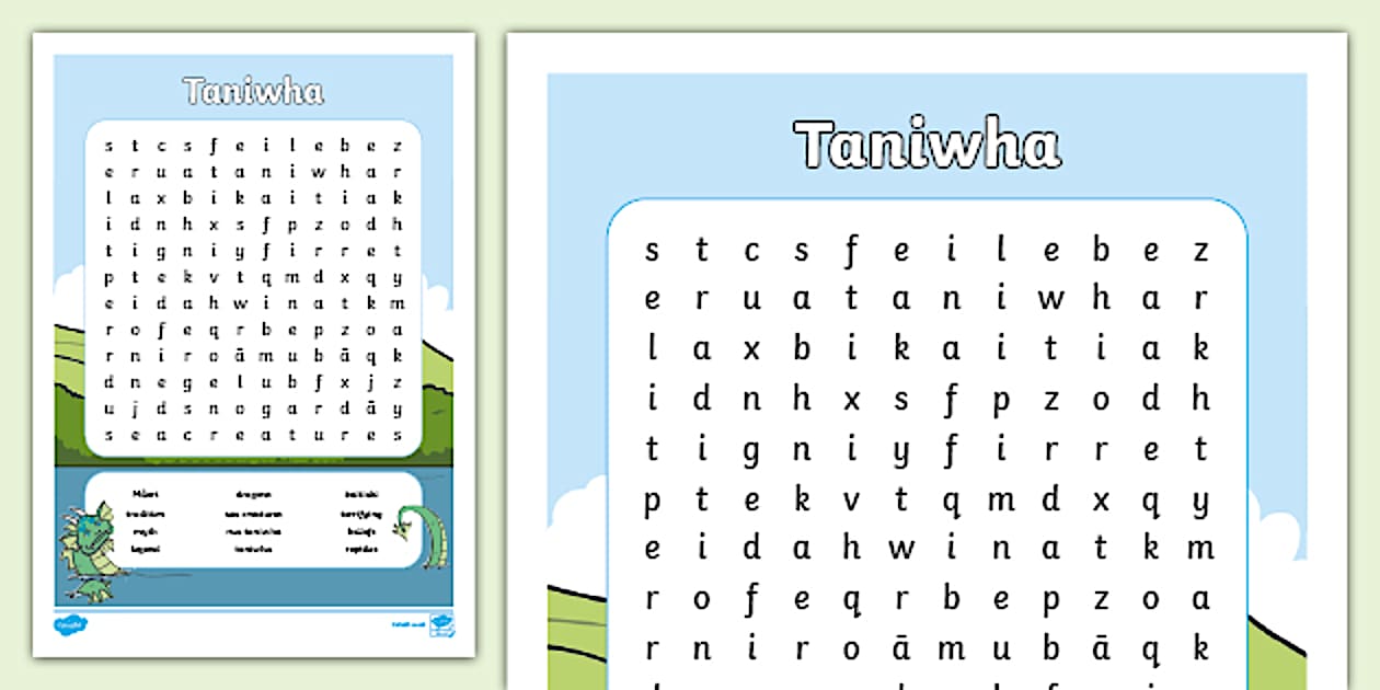 Taniwha Word Search (teacher made) - Twinkl