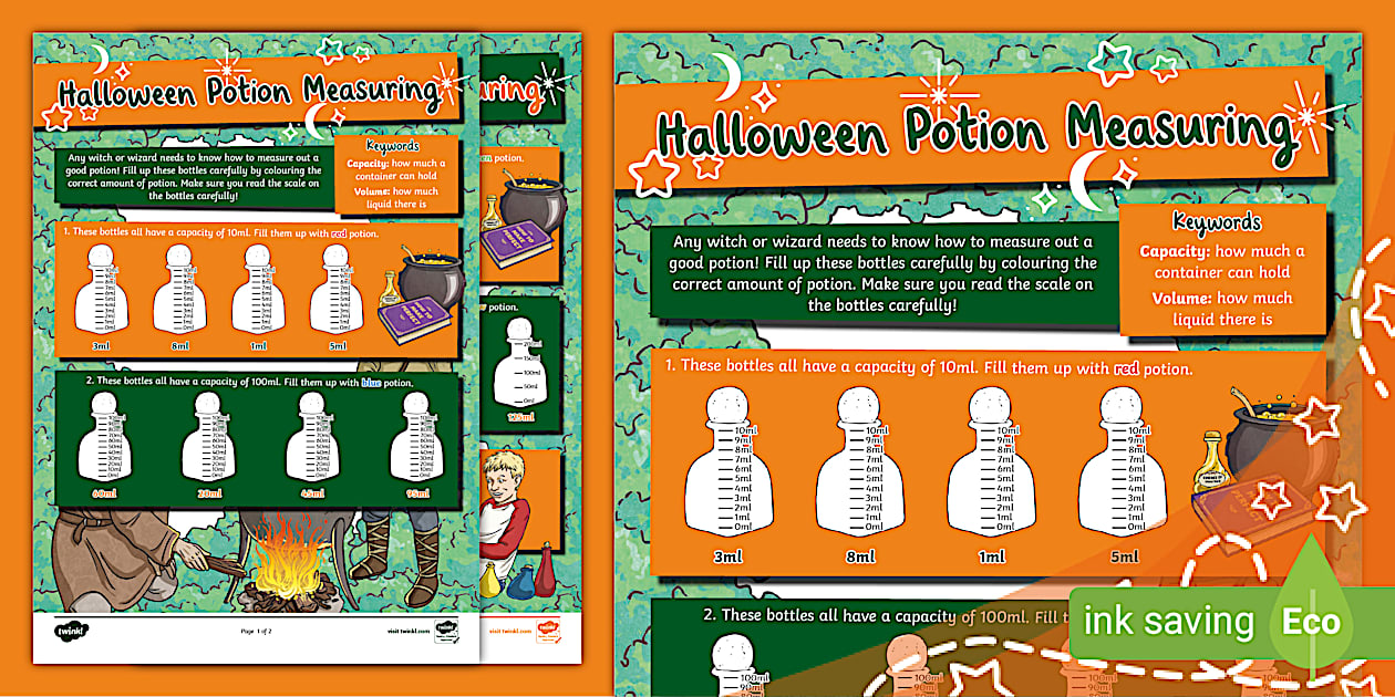 Halloween Potions Measuring Activity (professor feito)
