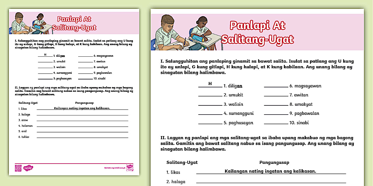 Panlapi At Salitang-Ugat: Worksheet | Grades 2 - 6 | Twinkl PH