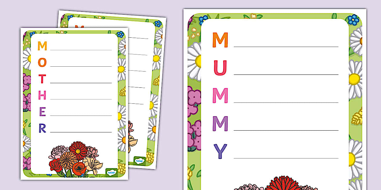 Australia Mother's Day Acrostic Poem Template (Flowers)
