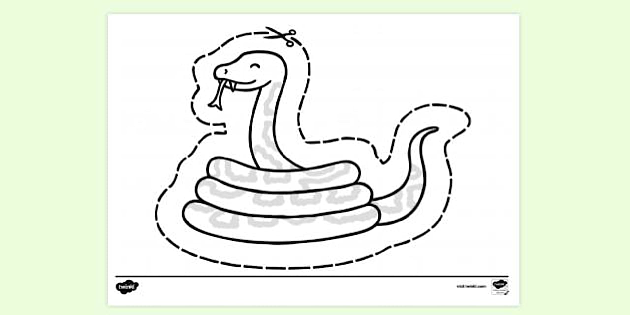 Snake Cut Out Colouring Sheet | Colouring Sheets - Twinkl