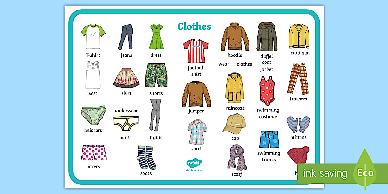Clothes Word Mat (teacher made) - Twinkl