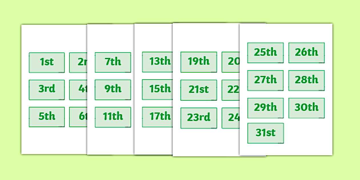 Calendar Dates Labels (Teacher-Made) - Twinkl