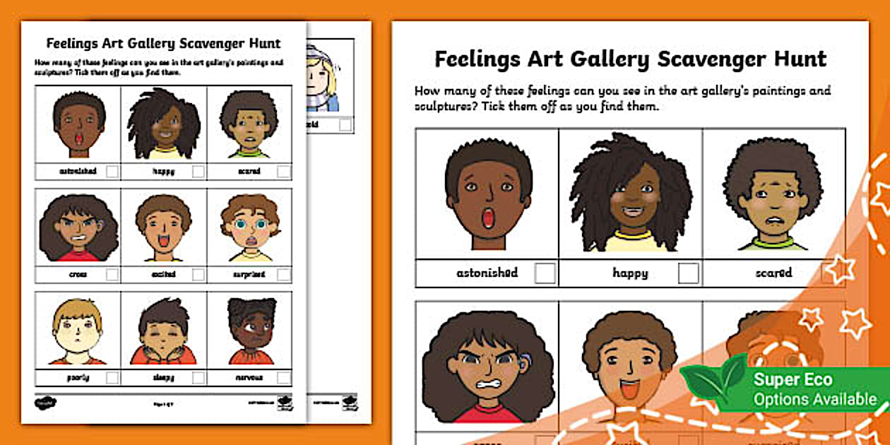 Feelings Art Gallery Scavenger Hunt (teacher made) - Twinkl