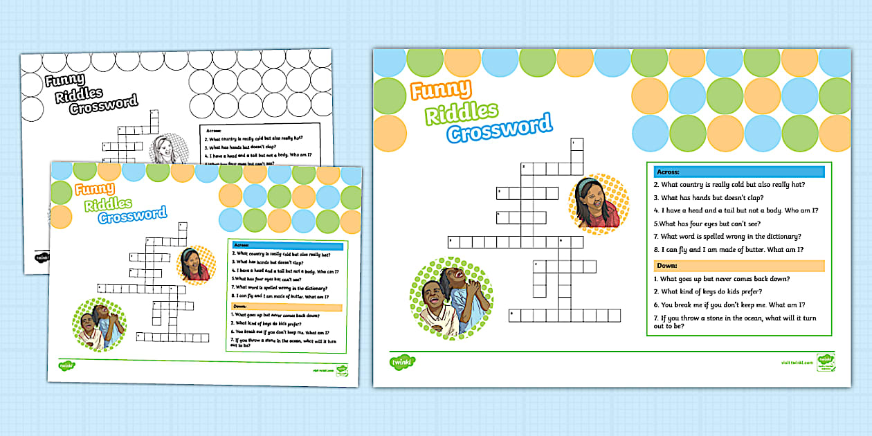 Funny Riddles Crossword Puzzle (teacher made) - Twinkl