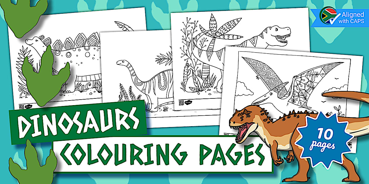 Foundation Phase Life Skills - Dinosaurs - Colouring Pages (CAPS Aligned)