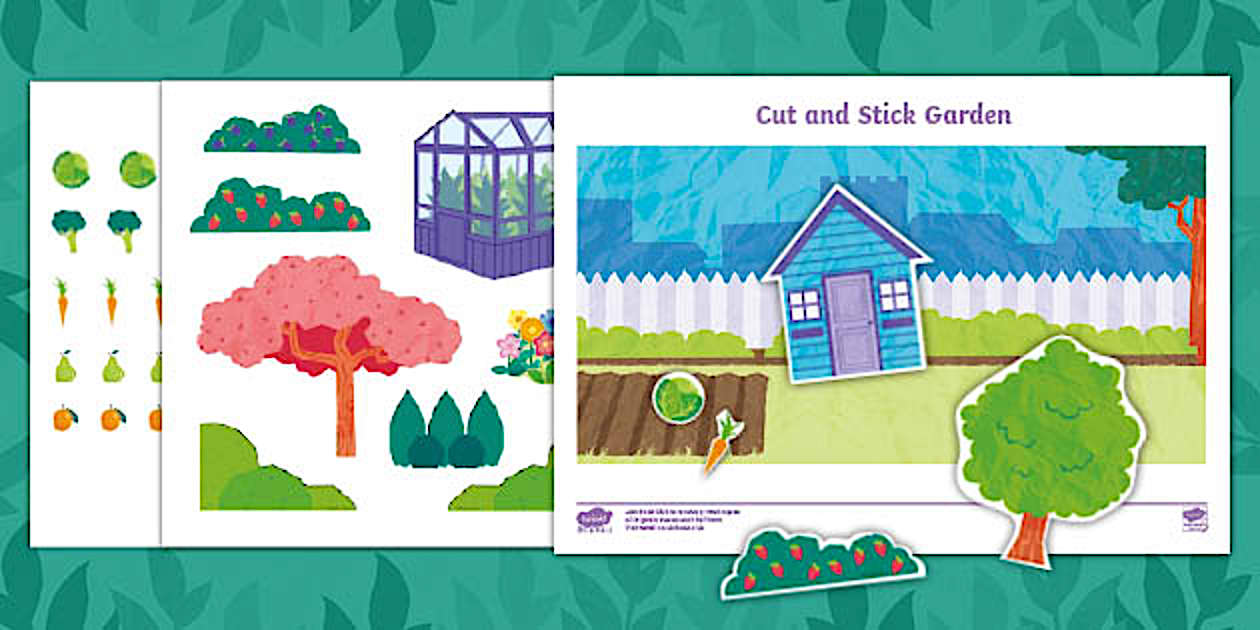 Cut and Stick Garden Activity (teacher made) - Twinkl