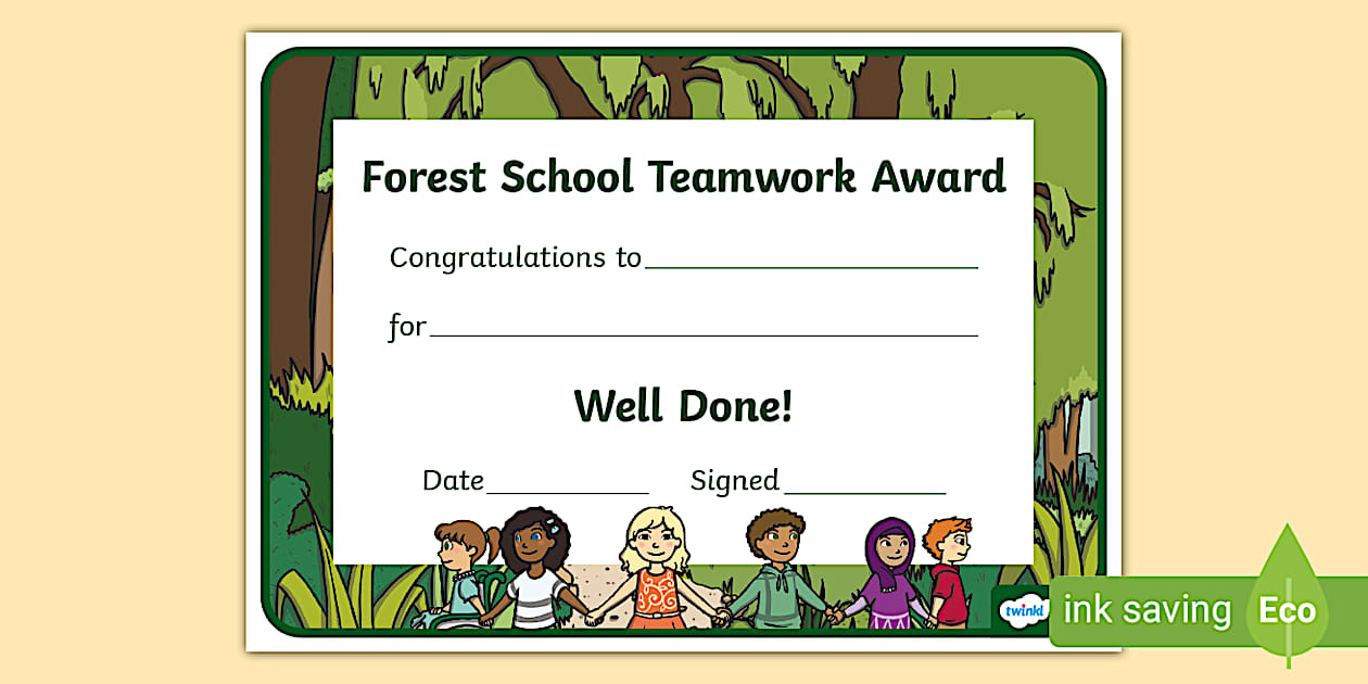 Forest School Teamwork Award Certificate (teacher made)
