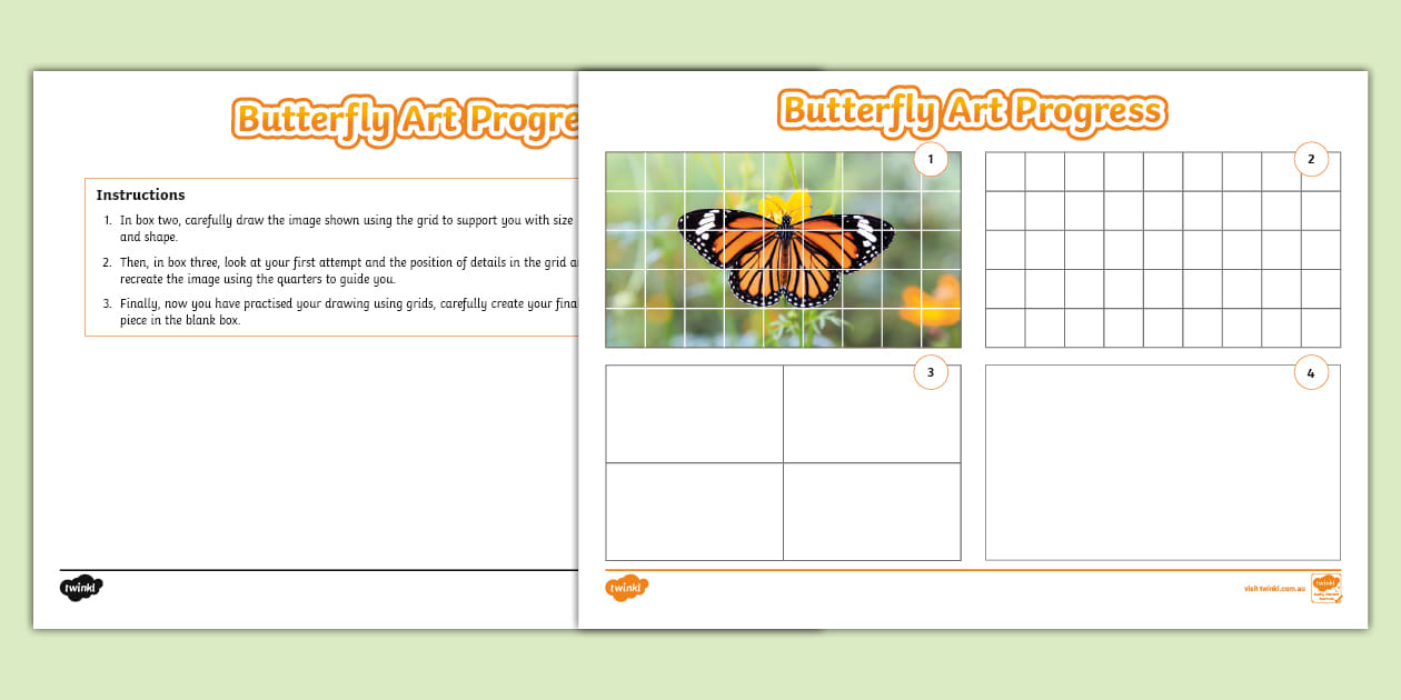 Butterfly Art Progress Template (teacher made) - Twinkl