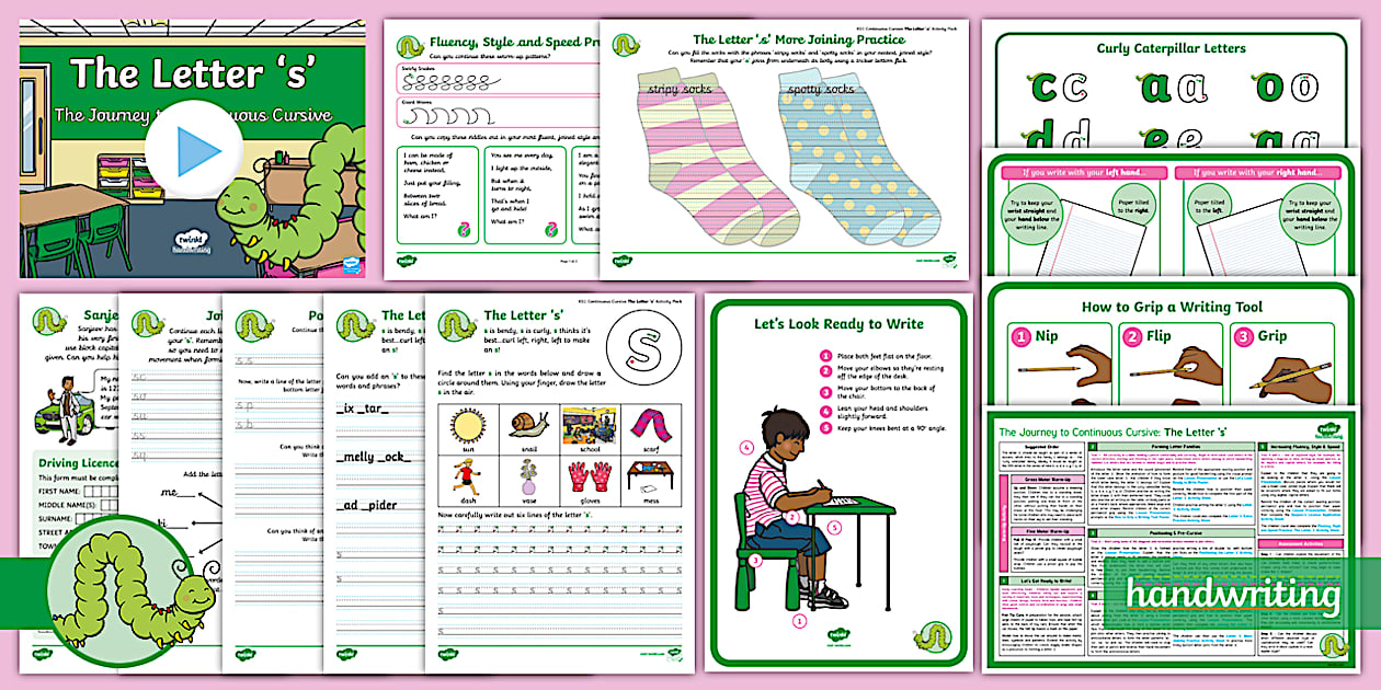 Continuous Cursive Letter 'S' Handwriting Practice - KS2