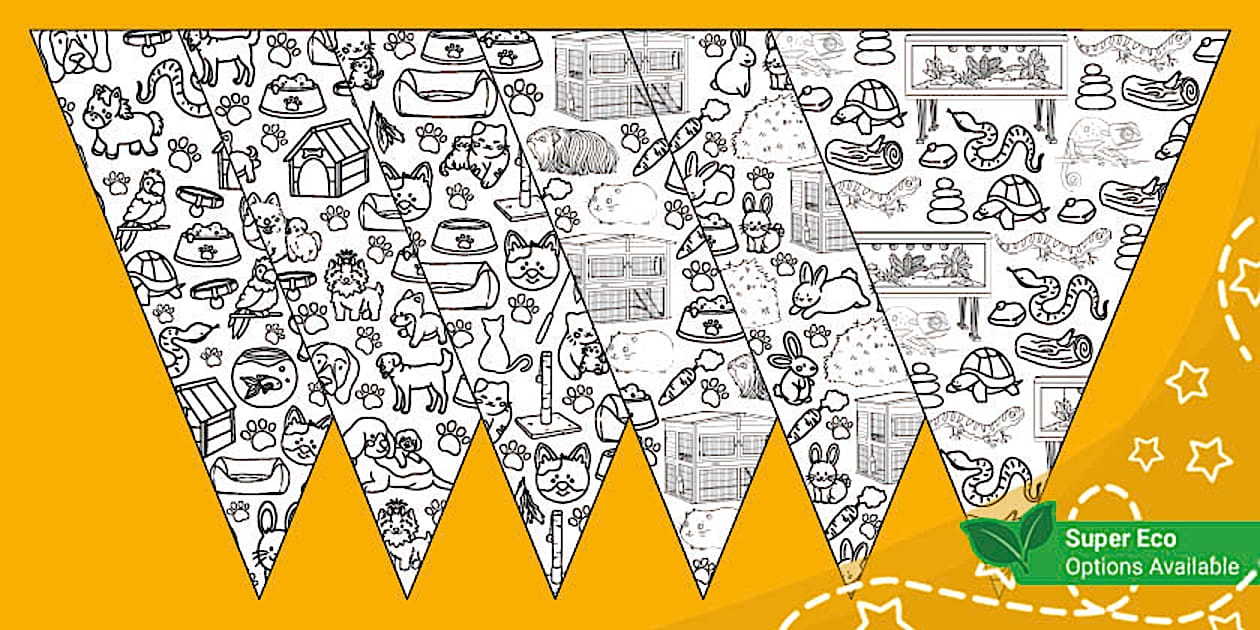 Pets Doodle Colouring Bunting | Health and Wellbeing