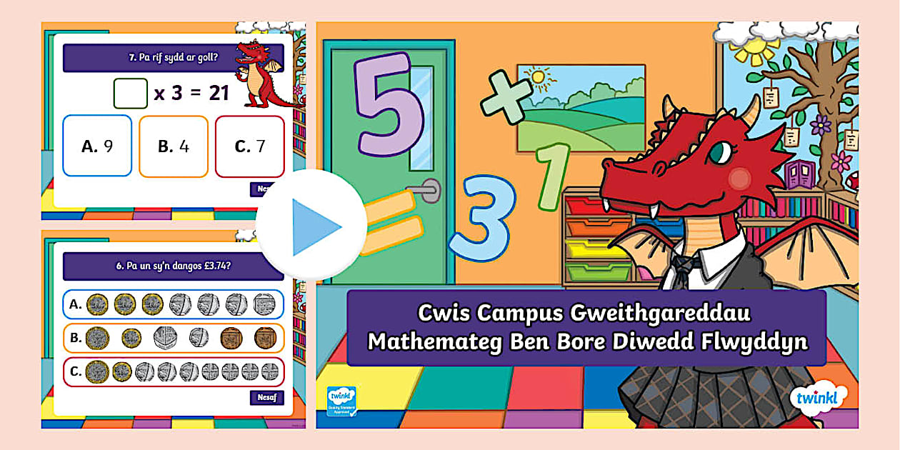 Cwis Mathemateg Ben Bore CC2 Diwedd Blwyddyn - Twinkl