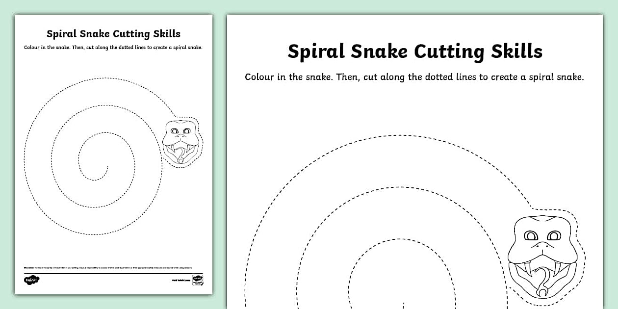 Spiral Snake Cutting Skills Activity | Twinkl (teacher made)