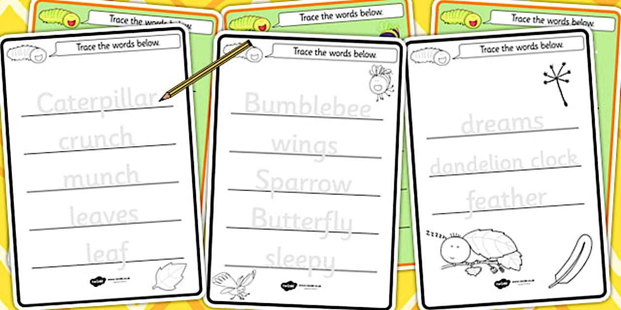 Trace the Words Worksheet to Support Teaching on The Crunching Munching