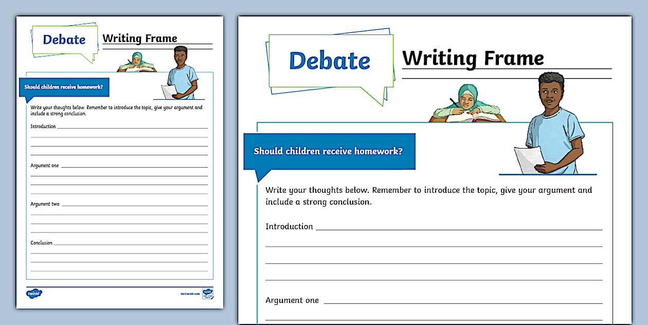 Homework Debate Writing Frame - Twinkl Debate (teacher made)