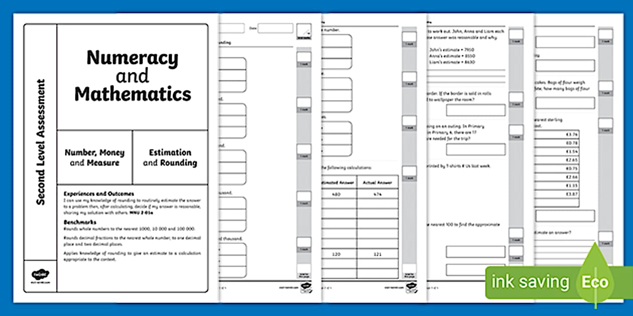 Second Level Numeracy and Mathematics Assessment - Estimation and Rounding