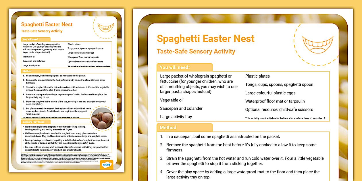 Spaghetti Easter Nest Taste-Safe Sensory Activity | Twinkl