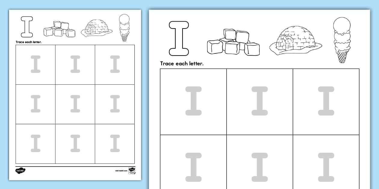 Uppercase Letter I Tracing Worksheet for PreK-K - Twinkl