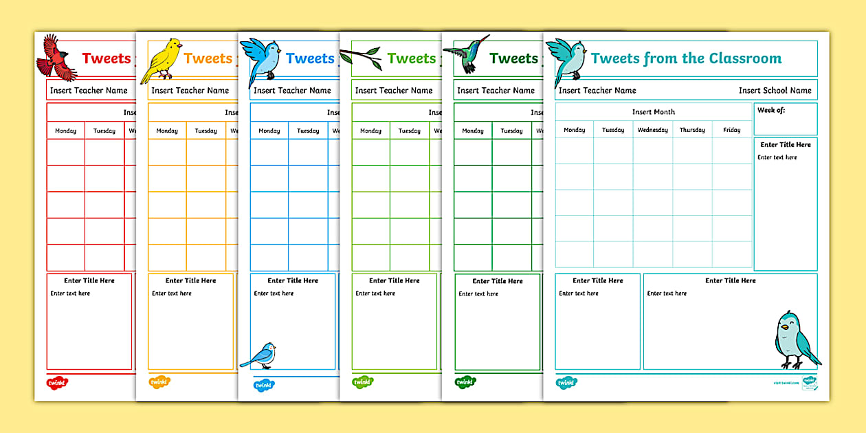 Black and White Editable Weekly Tweets from the Classroom Newsletters