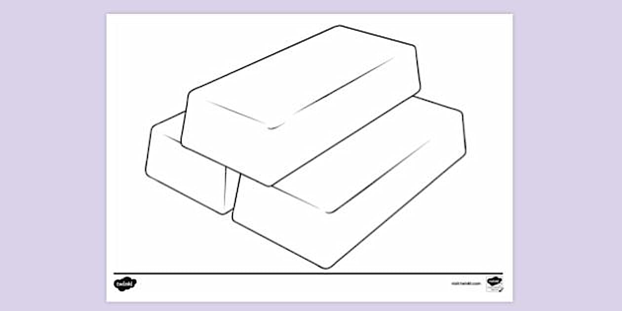 Gold Bar Colouring Sheet | Colouring Sheets - Twinkl