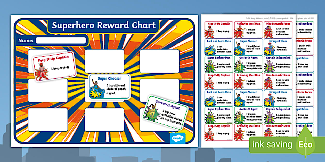 Superhero Stickers CoETL Reward Chart | Resources - Twinkl