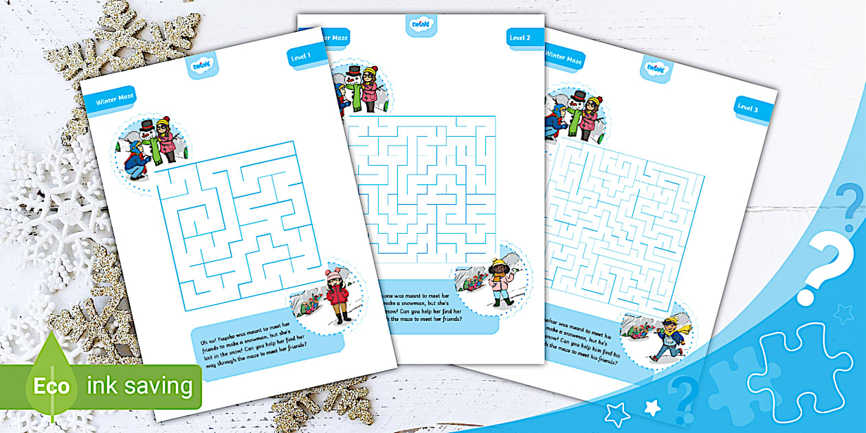 Winter Puzzle Maze Pack - All Levels - Kids Puzzles - Twinkl