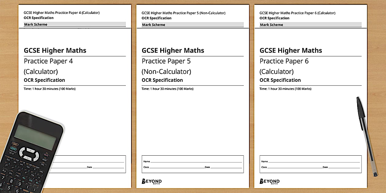 GCSE Maths Practice Papers 4, 5, 6 Higher (Set B) OCR