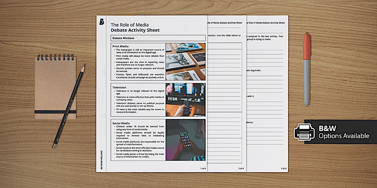 The Role of Media Debate Activity (teacher made) - Twinkl