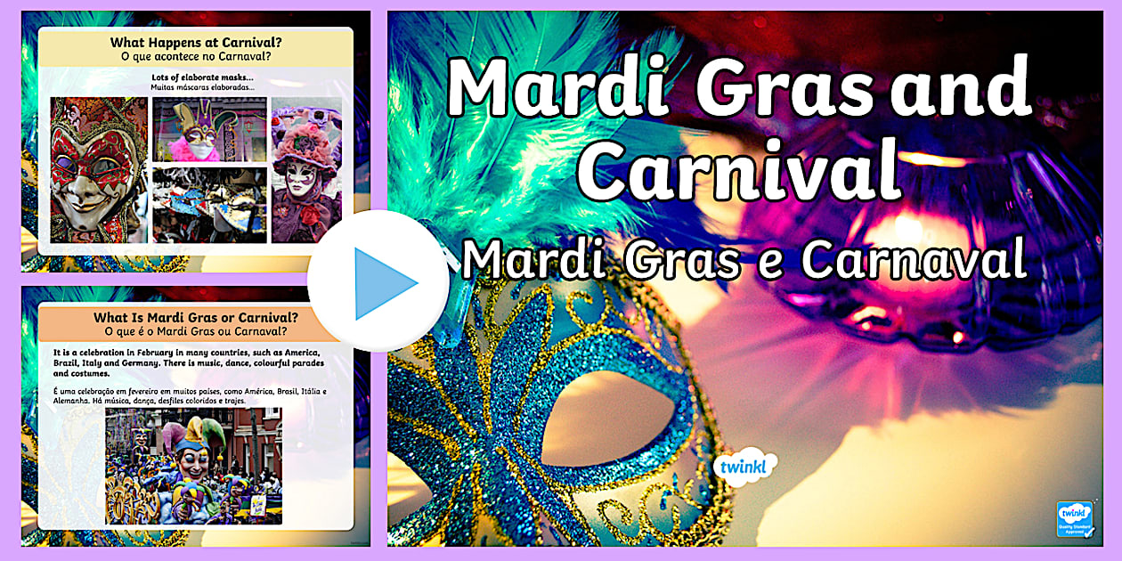 Mardi Gras and Carnival PowerPoint English/Portuguese