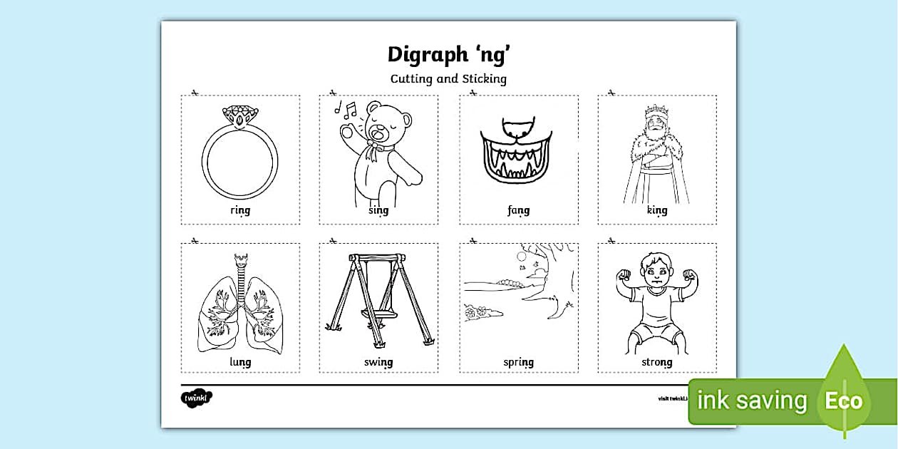 Digraph 'ng' Activity Sheet (Hecho por educadores) - Twinkl